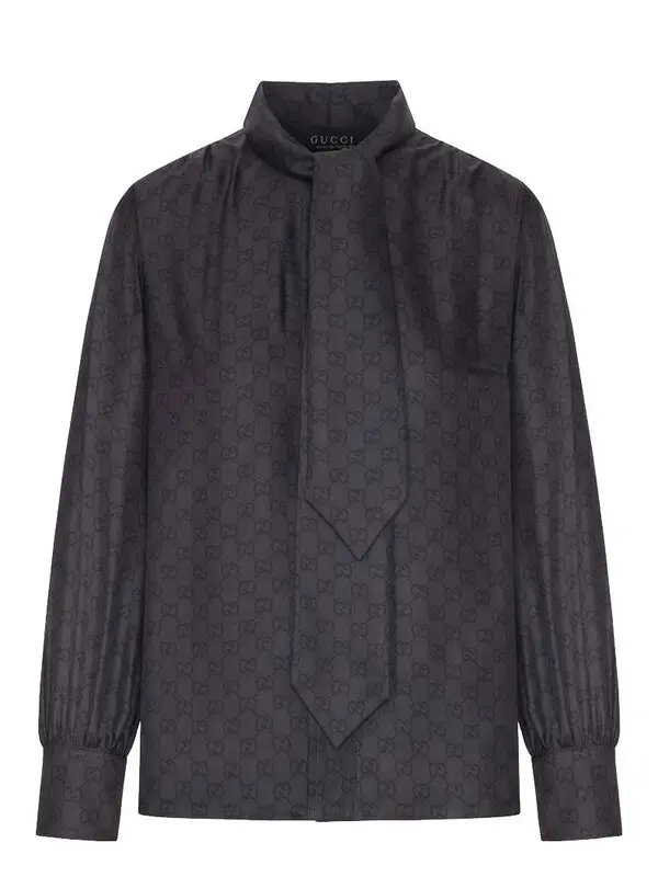 Gucci Printed Silk Twill Shirt - Black