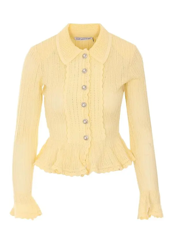 SELF-PORTRAIT Cardigan Diamond Points - Yellow