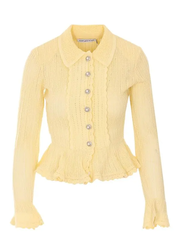 SELF-PORTRAIT Diamond Point Cardigan - Yellow
