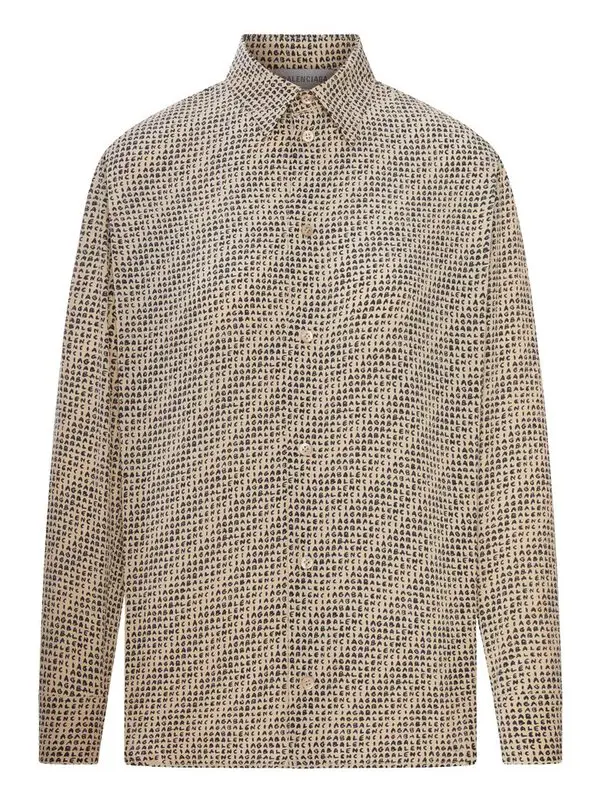 Balenciaga Monogram Shirt In Silk Crepe - Multicolor