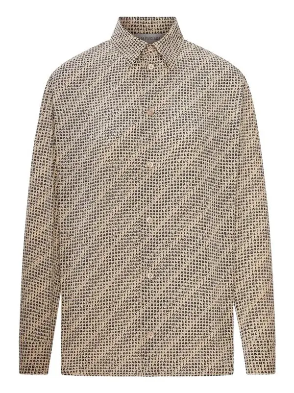 Balenciaga Monogram Silk Crepe Shirt - Multicolor