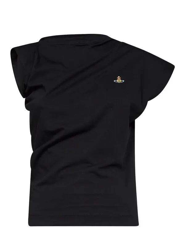 VIVIENNE WESTWOOD Black Cotton Jersey Hebo Draped Top - Multicolor