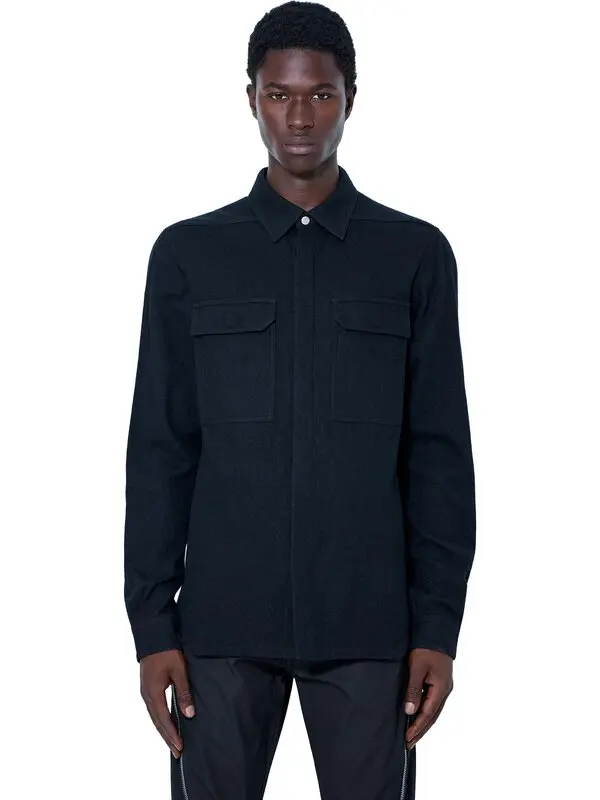 Rick Owens Wool Blend Overshirt - Black