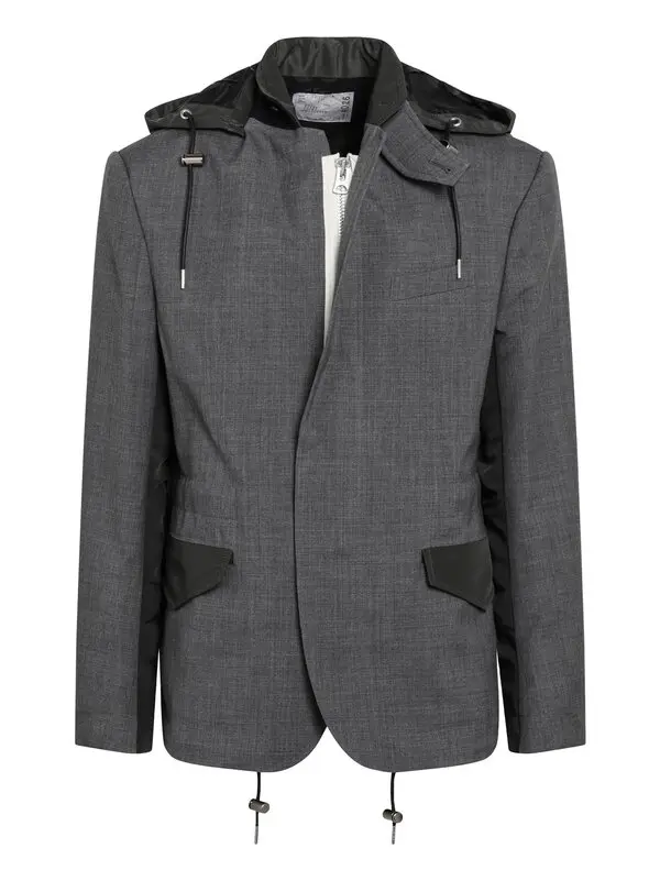 Sacai Wool And Nylon Hybrid Jacket - Gray