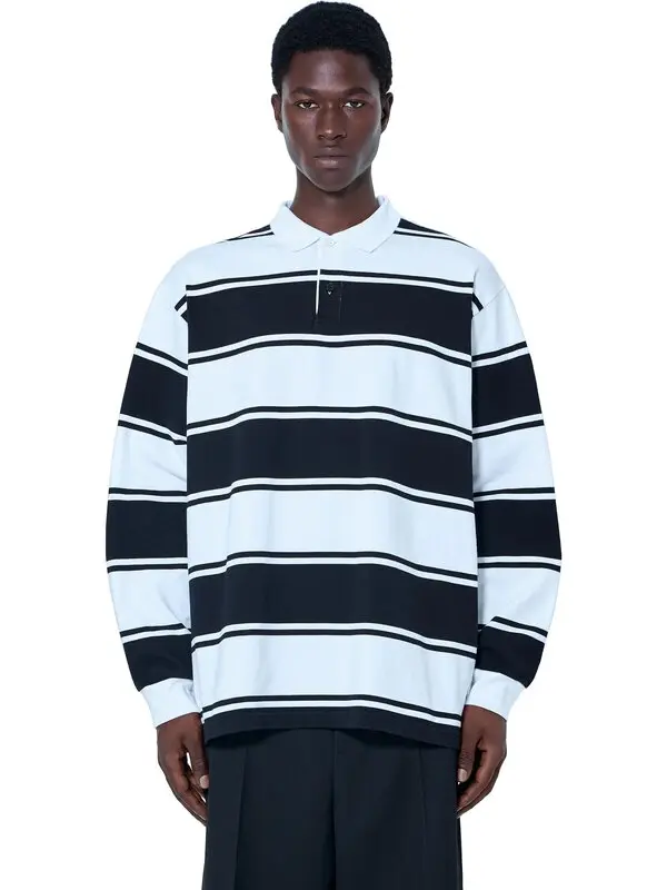 Balenciaga Striped Logo-patch Polo Shirt - Black