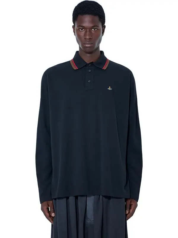 VIVIENNE WESTWOOD Long Sleeve Polo Shirt - Black