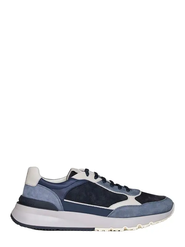 Brunello Cucinelli Blue Nubuck And Suede Sneakers - Multicolor