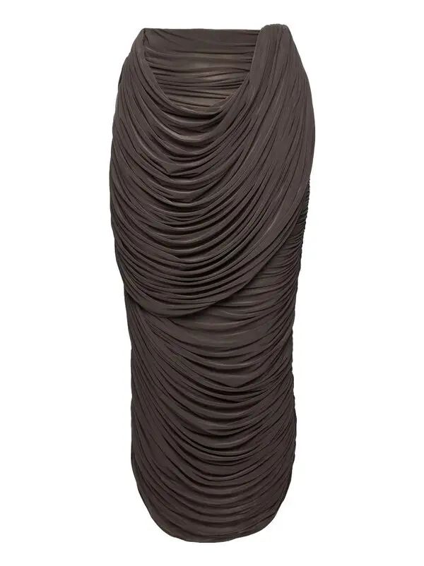 Magda Butrym Cupro Midi Skirt - Brown