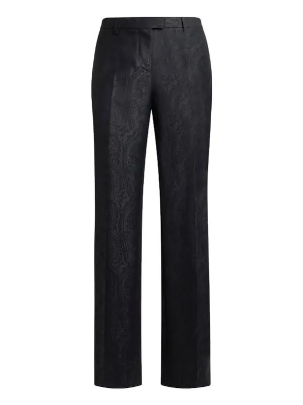 Etro Tailored Trousers In Pure Wool Jacquard - Black