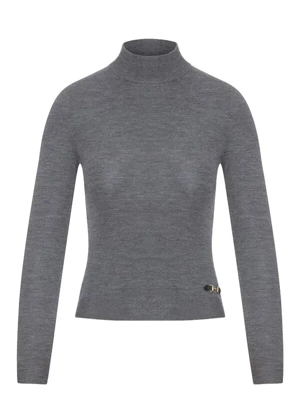 Gucci Fine Ribbed Wool Top With Clamp - Multicolor