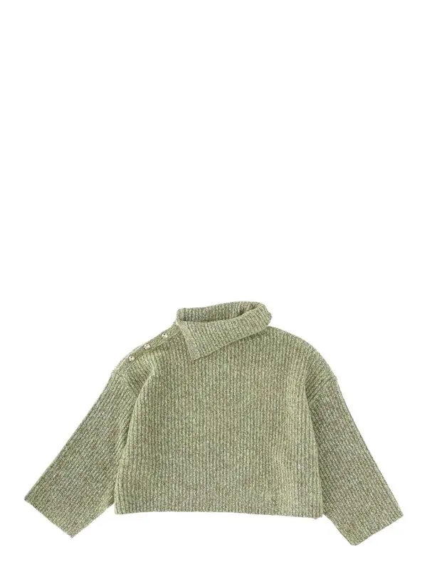 GANNI Sweater With Side Button Closure - Green