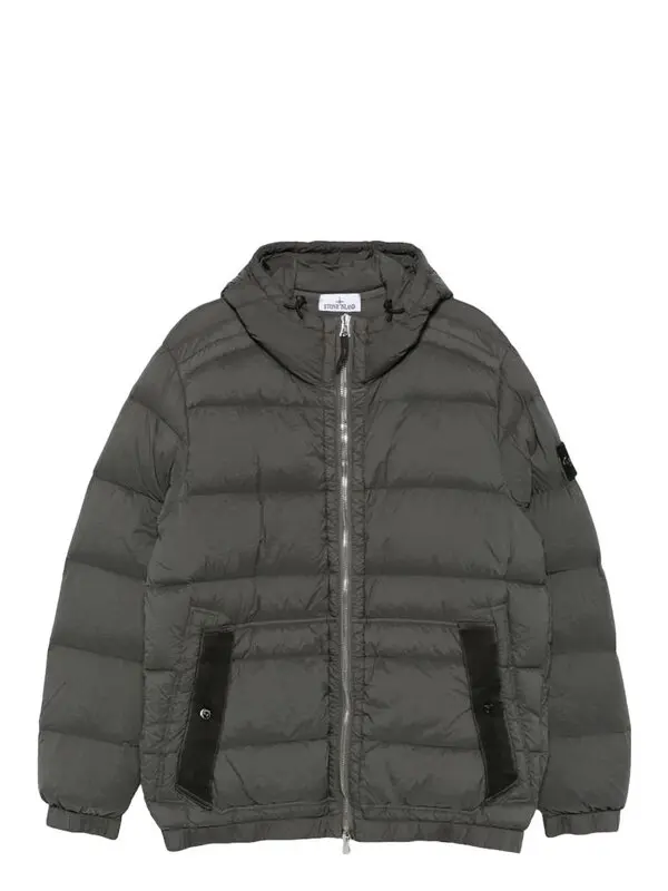 Stone Island Padded Down Jacket With Hood - Gray