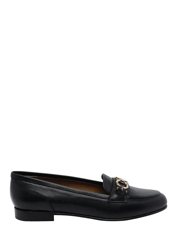 FERRAGAMO Gancini Ornamento Loafers - Black