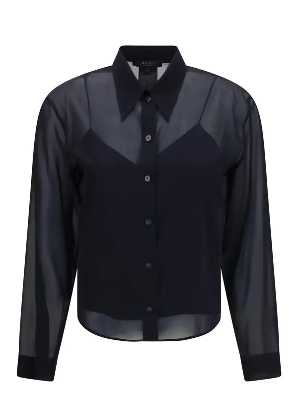 Gucci Stretch Silk Chiffon Shirt - Black