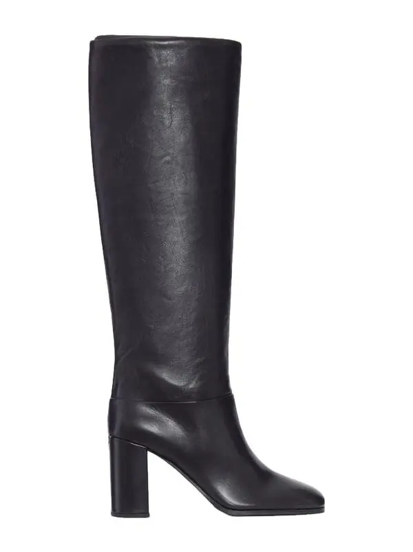 Prada Leather Heel Boots - Black