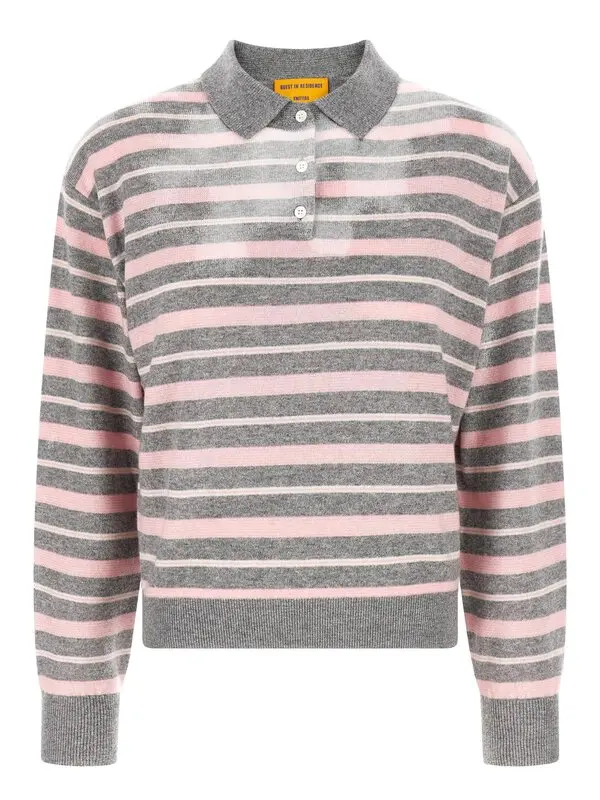 Guest In Residence Collegiate Stripe Cashmere Polo Sweater - Multicolor