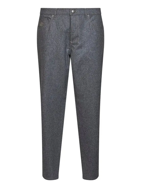 Brunello Cucinelli Medium Grey Virgin Wool Flannel Five-pocket Trousers - Multicolor
