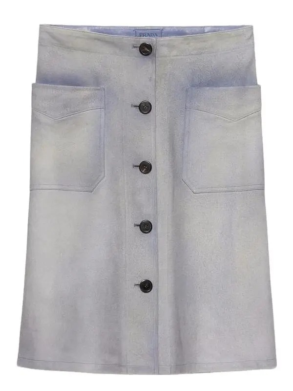 Prada Straight Suede Skirt - Blue