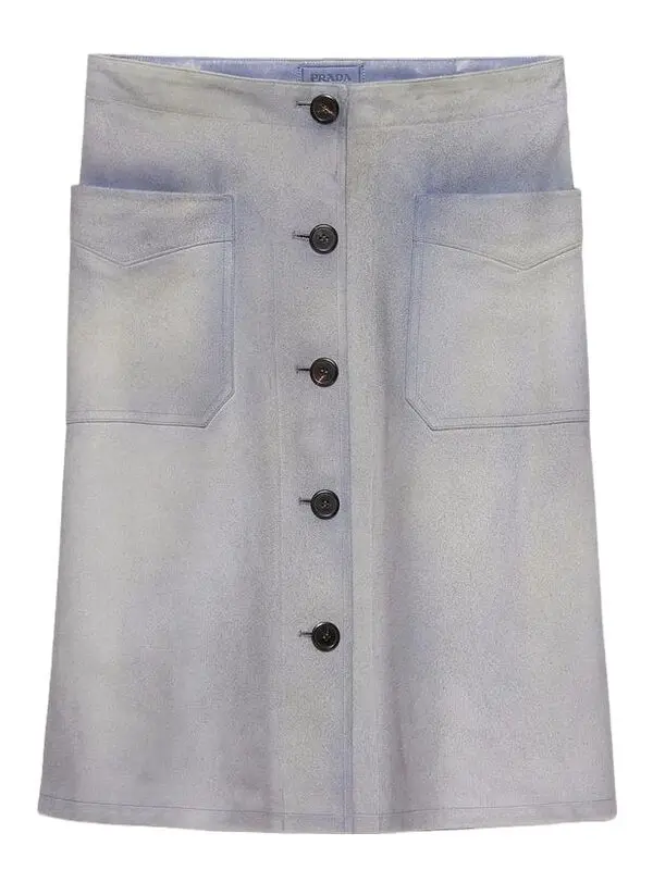 Prada Straight Suede Skirt - Blue