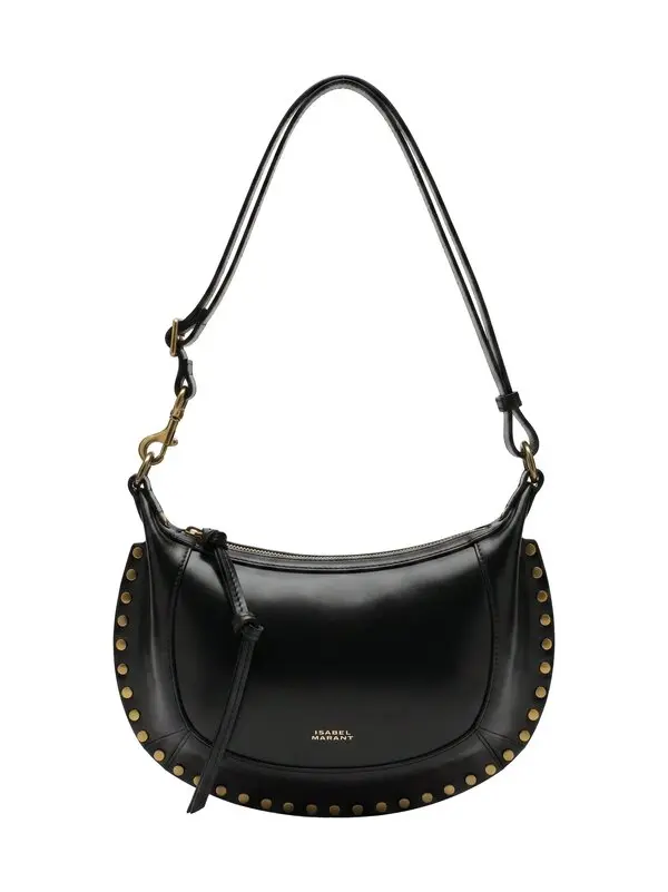 Isabel Marant Étoile Oskan Moon Studded Calfskin Leather Bag - Black