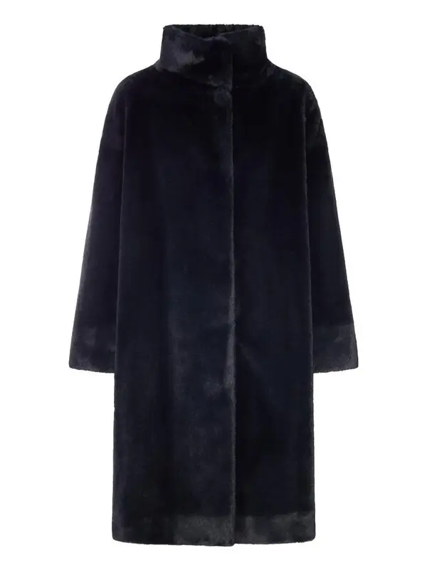 Herno Long Faux Fur Coat - Black