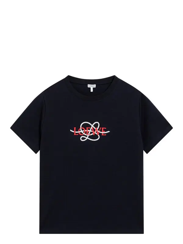 Loewe Logo Embroidered Cotton T-shirt - Blue