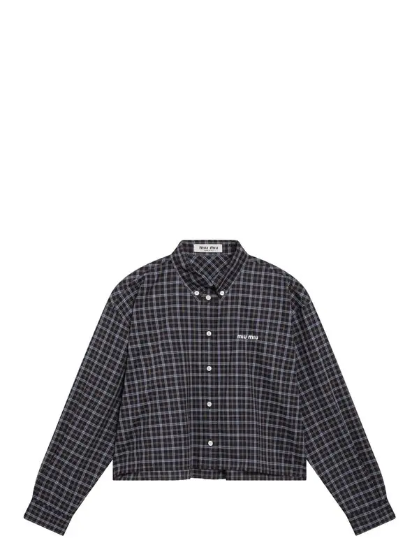 Miu Miu Tartan Boxy Fit Shirt - Blue
