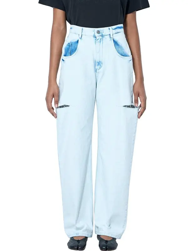 MAISON MARGIELA Cutout Denim Trousers - Blue