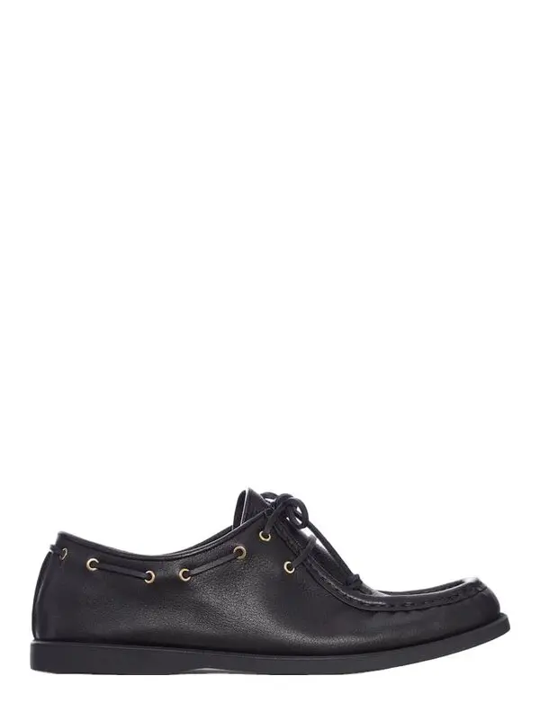 Celine Derby Leather Loafer With Eyelets - Black