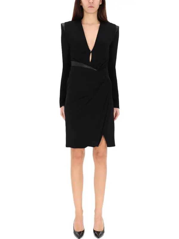 Versace V-neck Mini Dress - Black