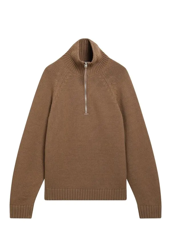 TOM FORD Caramel Half-zip Wool And Cashmere Knit Sweater - Cream