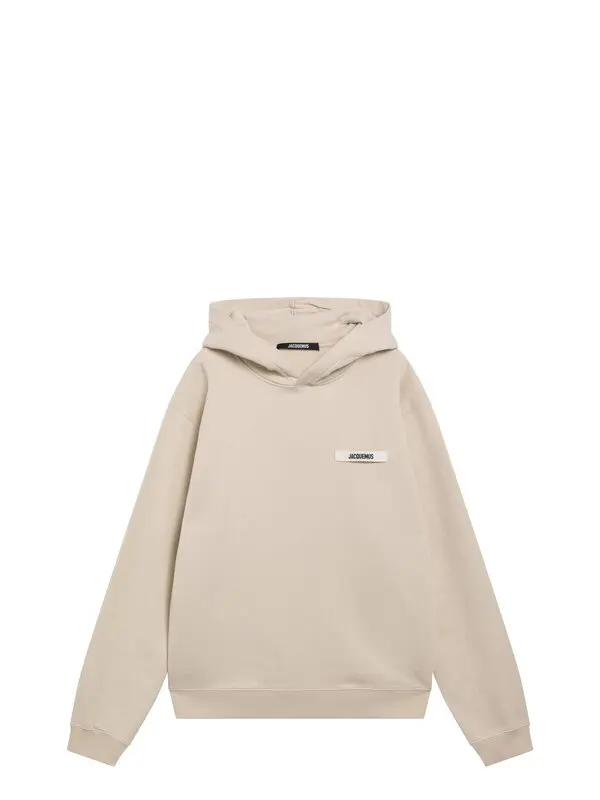 Jacquemus Cotton Fleece Hoodie With Grosgrain Logo - Cream