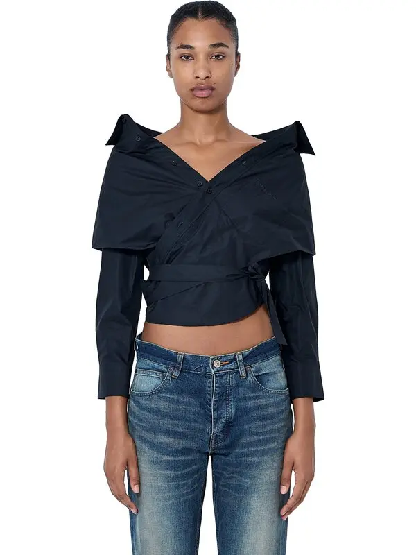 Balenciaga Asymmetrical Wrap Shirt - Black