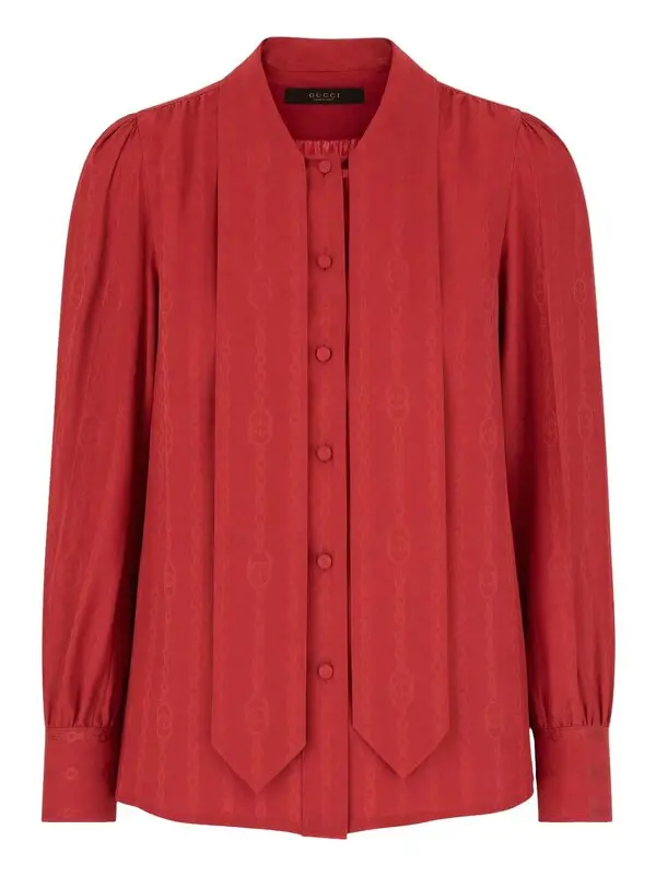 Gucci Silk Interlocking G Chain Jacquard Shirt - Multicolor