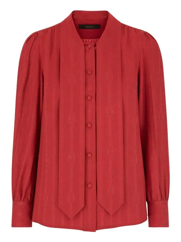 Gucci Silk Interlocking G Chain Jacquard Shirt - Multicolor