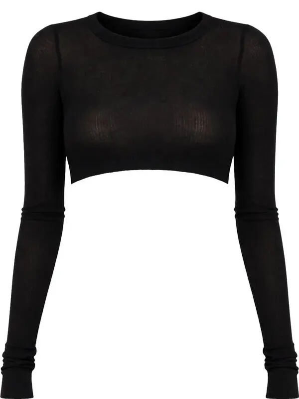 Rick Owens Long-sleeved Crop Top - Black