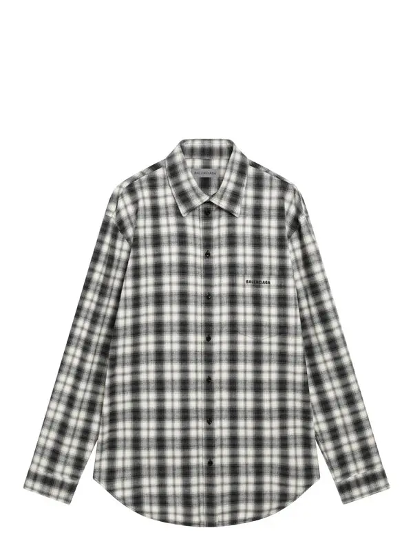 Balenciaga Regular-fit Checked Cotton Flannel Shirt In White/black - Multicolor