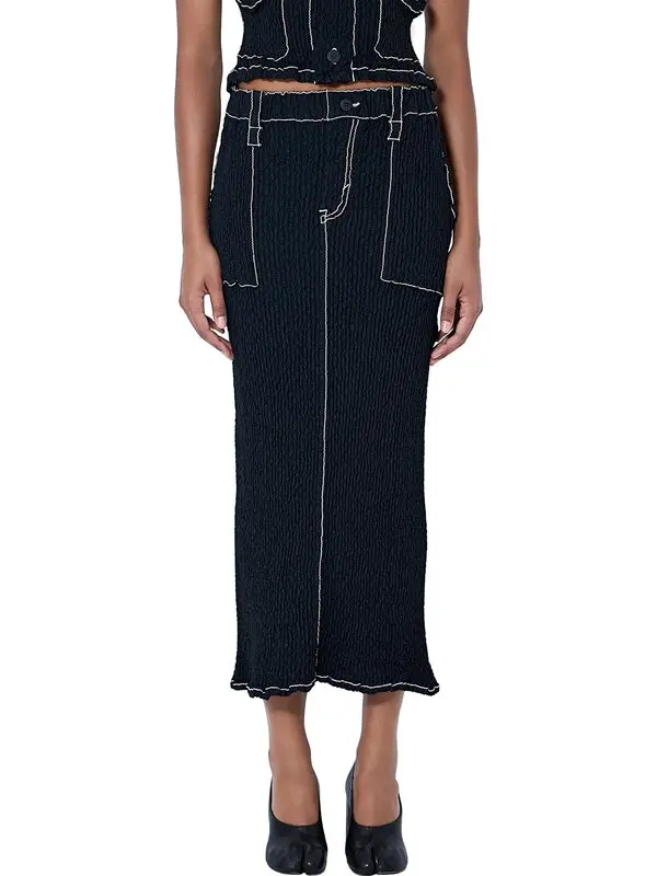 Issey Miyake Wavelet Ensemble Midi Skirt - Black