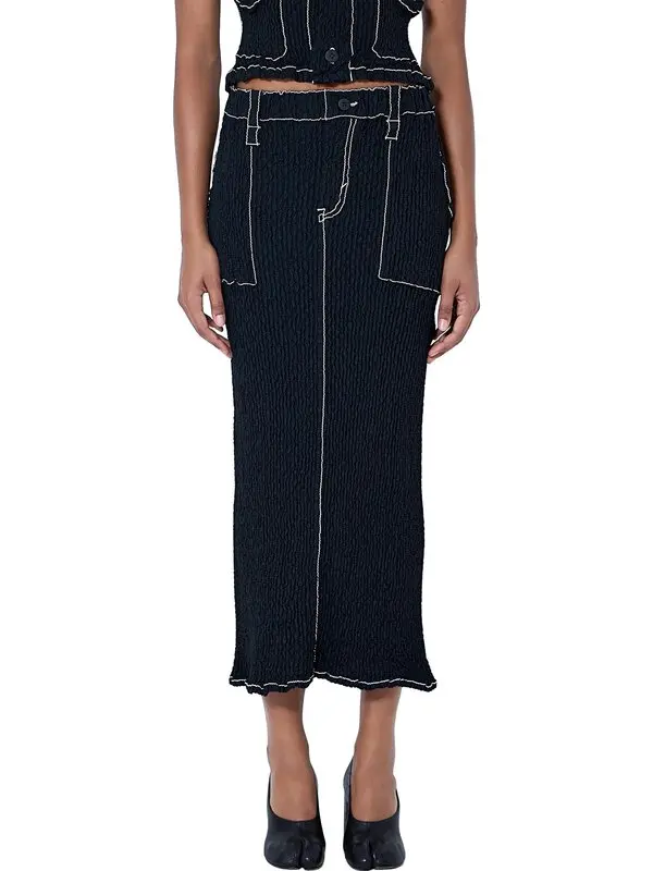 Issey Miyake Wavelet Ensemble Midi Skirt - Black