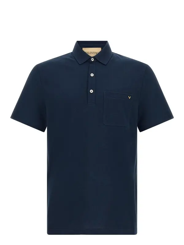 Valentino Garavani Vgold' Polo Shirt - Blue