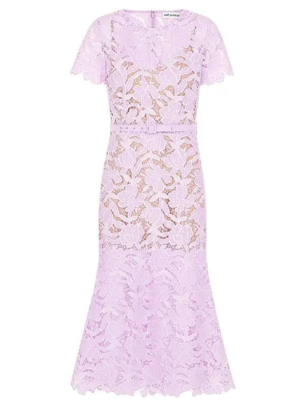 SELF-PORTRAIT Floral Lace Midi Dress - Multicolor