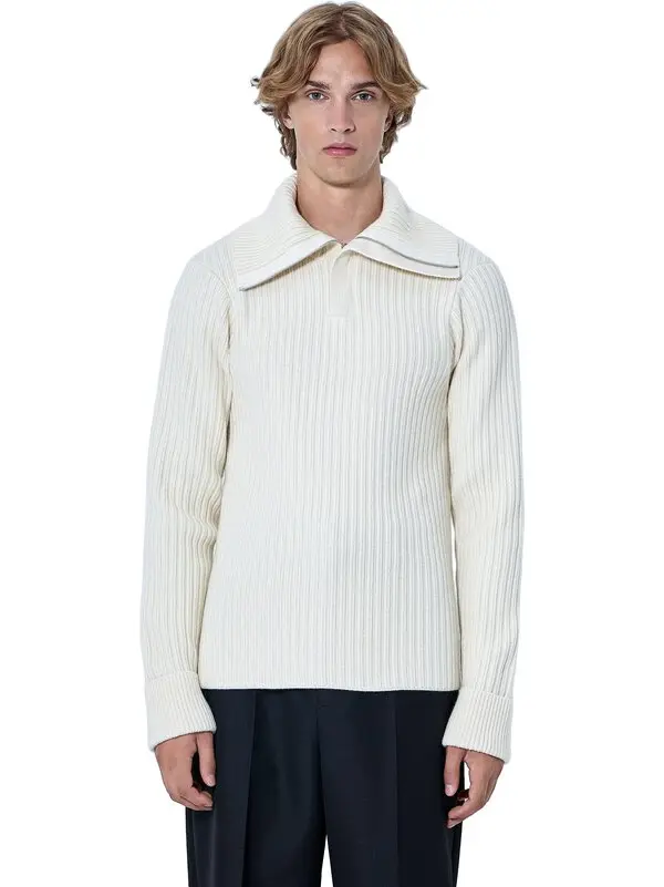 Bottega Veneta Wool Ribbed Knit Sweater - Cream