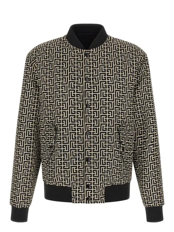 Balmain Monogram' Reversible Bomber Jacket - Black