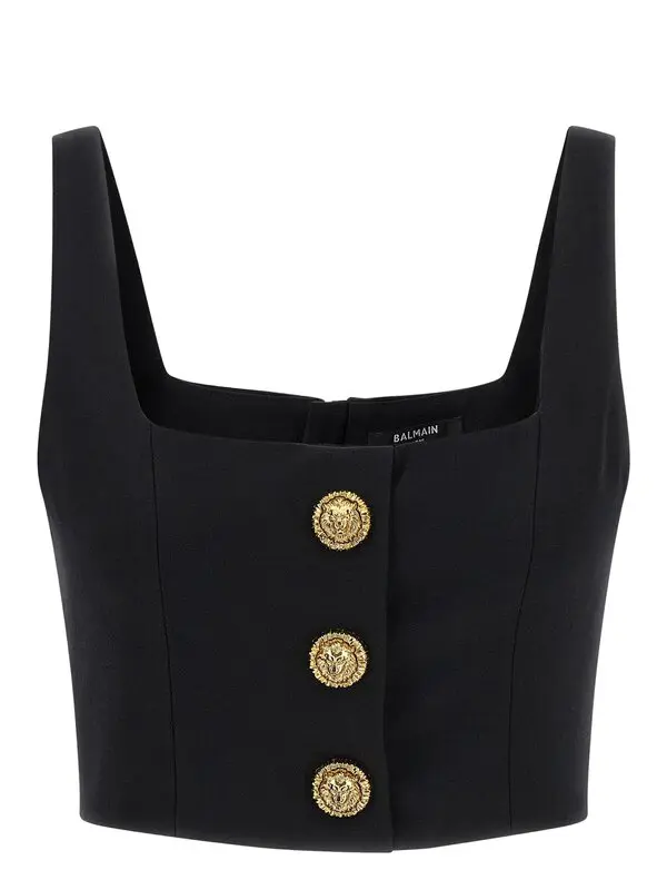 Balmain Button Top - Black
