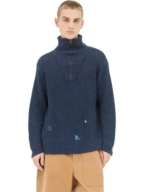 MAISON MARGIELA Summer Shetland Knit Sweater - Blue