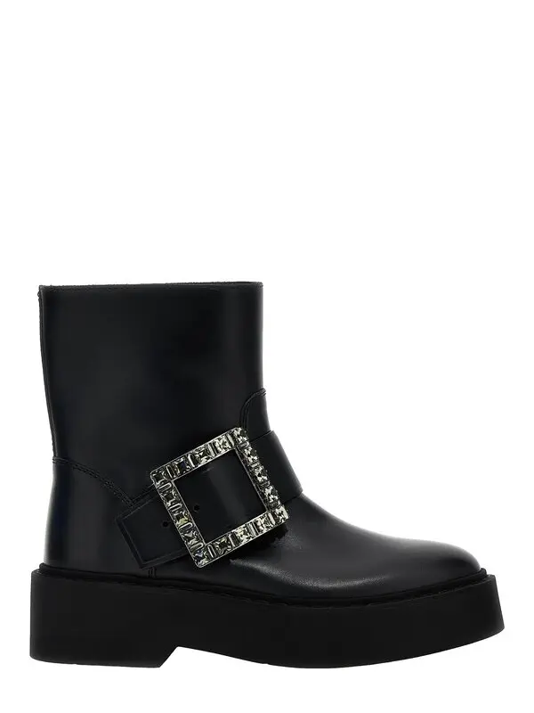 ROGER VIVIER Viv Rangers' Ankle Boots - Black
