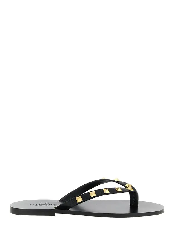 Valentino Garavani Thong Rockstud Sandals - Black