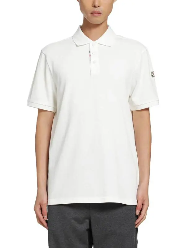 Moncler White Polo Shirts - Cream