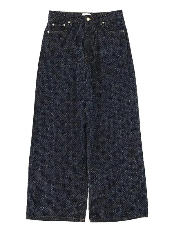 GANNI Tweed Denim Trousers - Blue