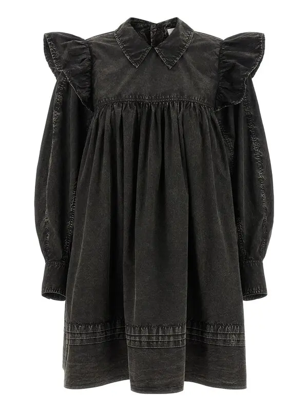 GANNI Washed Mini Shirt Dress - Black
